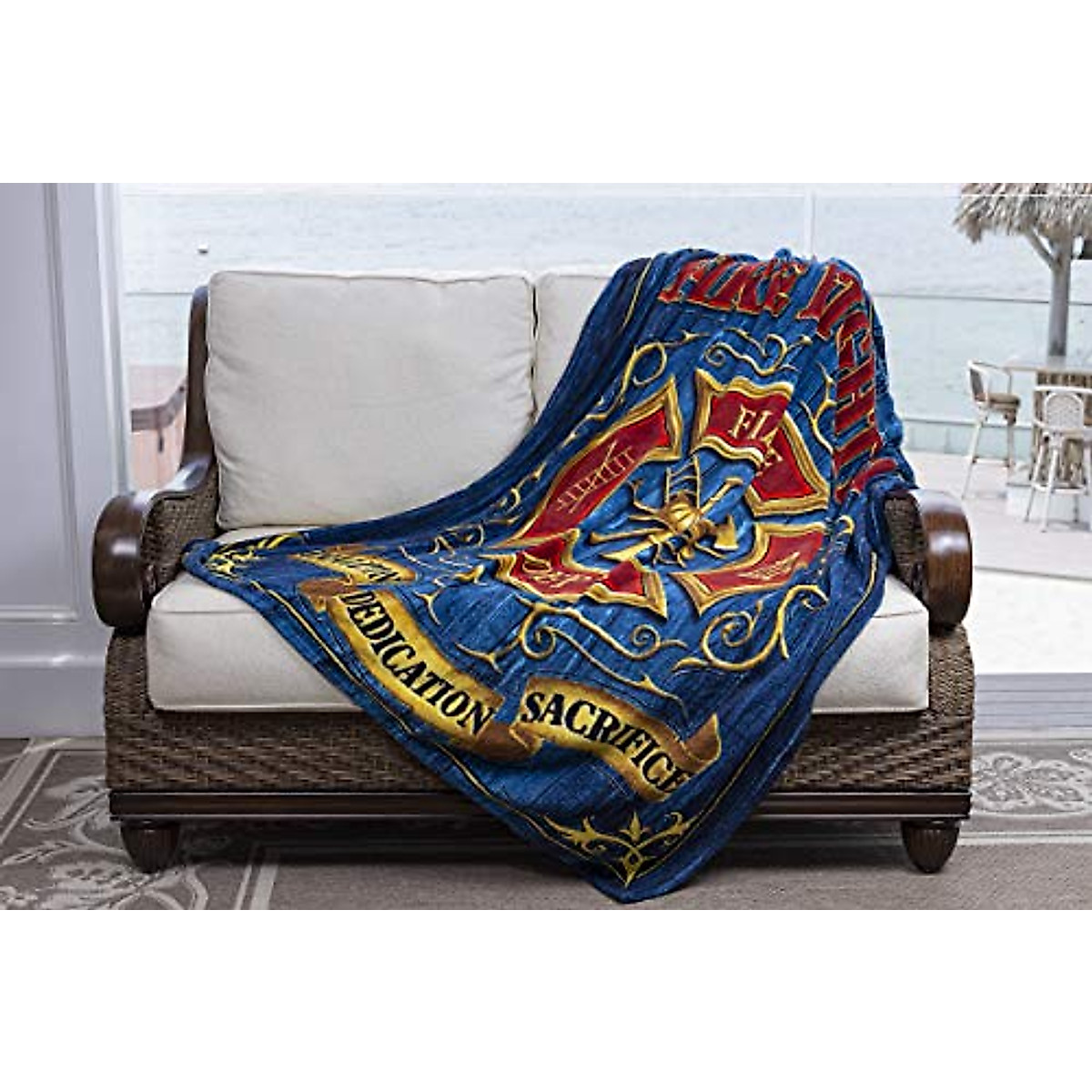 Erazor Bits Coral Fleece Plush Throw Blanket 50 x 60| Volunteer Fire Fighter Throw Blanket FF2085-TB (Navy)