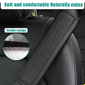 Smeyta Leather Seat Belt Covers for Cars 2PC,Car Seat Belts Universal for Adults and Children,Safety Belts Shoulder Strap Pad,Car Interior Accessories(Black,2PC)