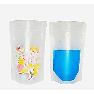Couga Mall 50 PCS Matte Stand-Up Plastic Storage Bag with Resealable Zip, Heat Sealable Reusable Pouch Packing Bag for Juice, Nuts, Beans and Tea Leaves (4.3” 6.7”)