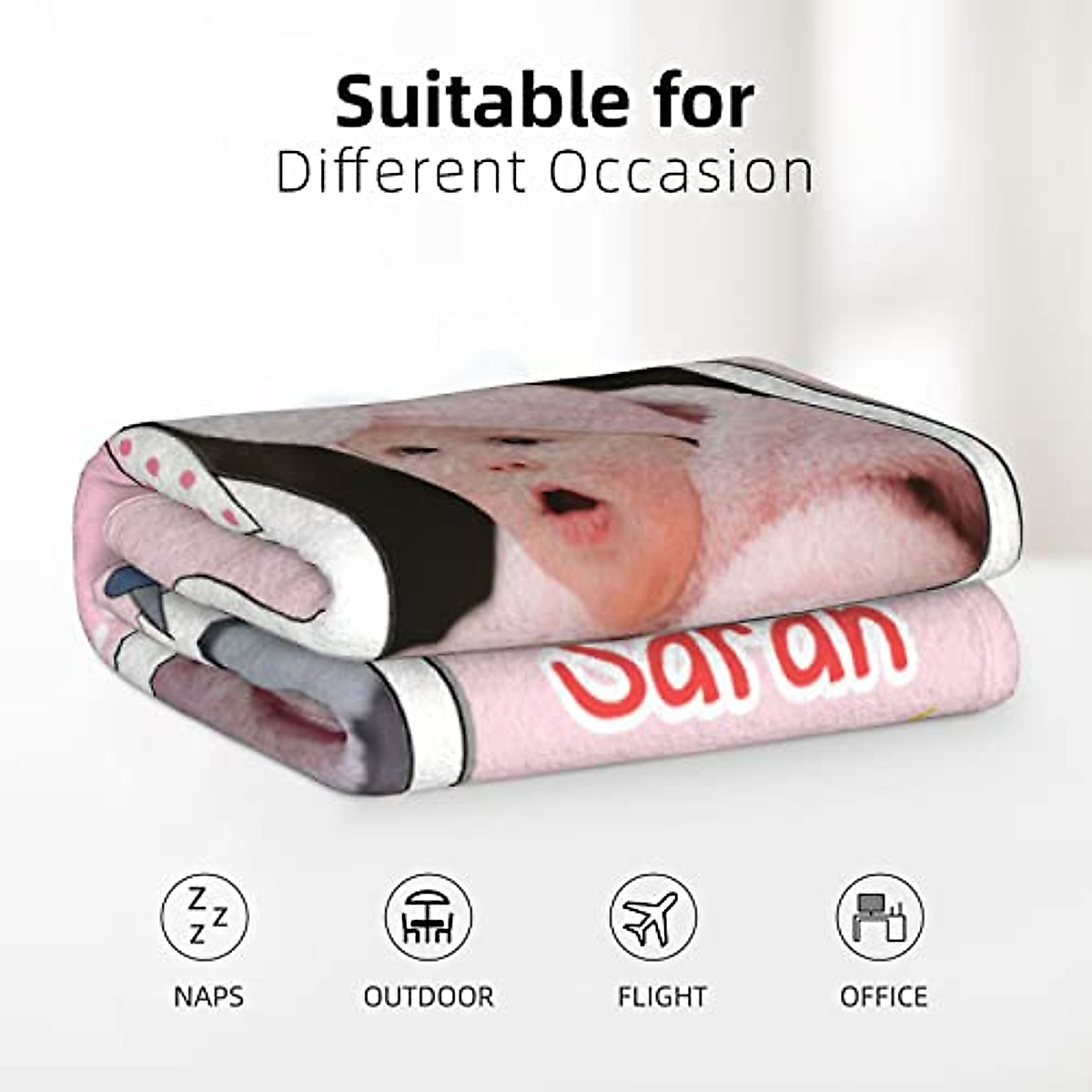 Resbai Personalized Photo Children's Memory Blanket, Custom Blankets with Photos, Customized Blankets with Pictures, Personalized BIFTS for Women Men Baby Child