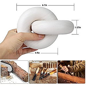 OFIDELITY Wood Knot Decor, 2-Link Wood Chain Link Decor, Farmhouse Rustic Home Decor, Hand Carved Boho Wood Modern Home Decorations for Living Room, Farmhouse Coffee Table Shelf Decor