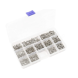 LBY 600pcs M2 M2.2 M2.6 M3 Pan Head Self-Tapping Sheetmetal Screw Assortment Kit, 12 Sizes, 304 Stainless Steel