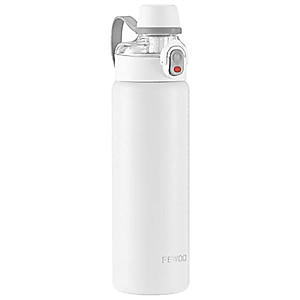 FEWOO 24 Oz Insulated Water Bottle with One Lid for Sip and Swig Stainless Steel Water Bottle With Straw BPA-Free,Keep Cold for 24h & Hot for 12h (WHITE)¡­