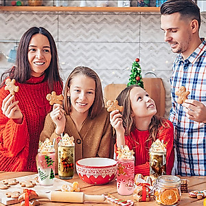 ANOTION Christmas Cups, 24oz Colored Christmas Mugs Useful White Elephant Gifts for Adults Holiday Mason Jars Glass Cups with Lid and Straw Tumbler Drinking Glasses Coffee Cups Gifts for Women Men