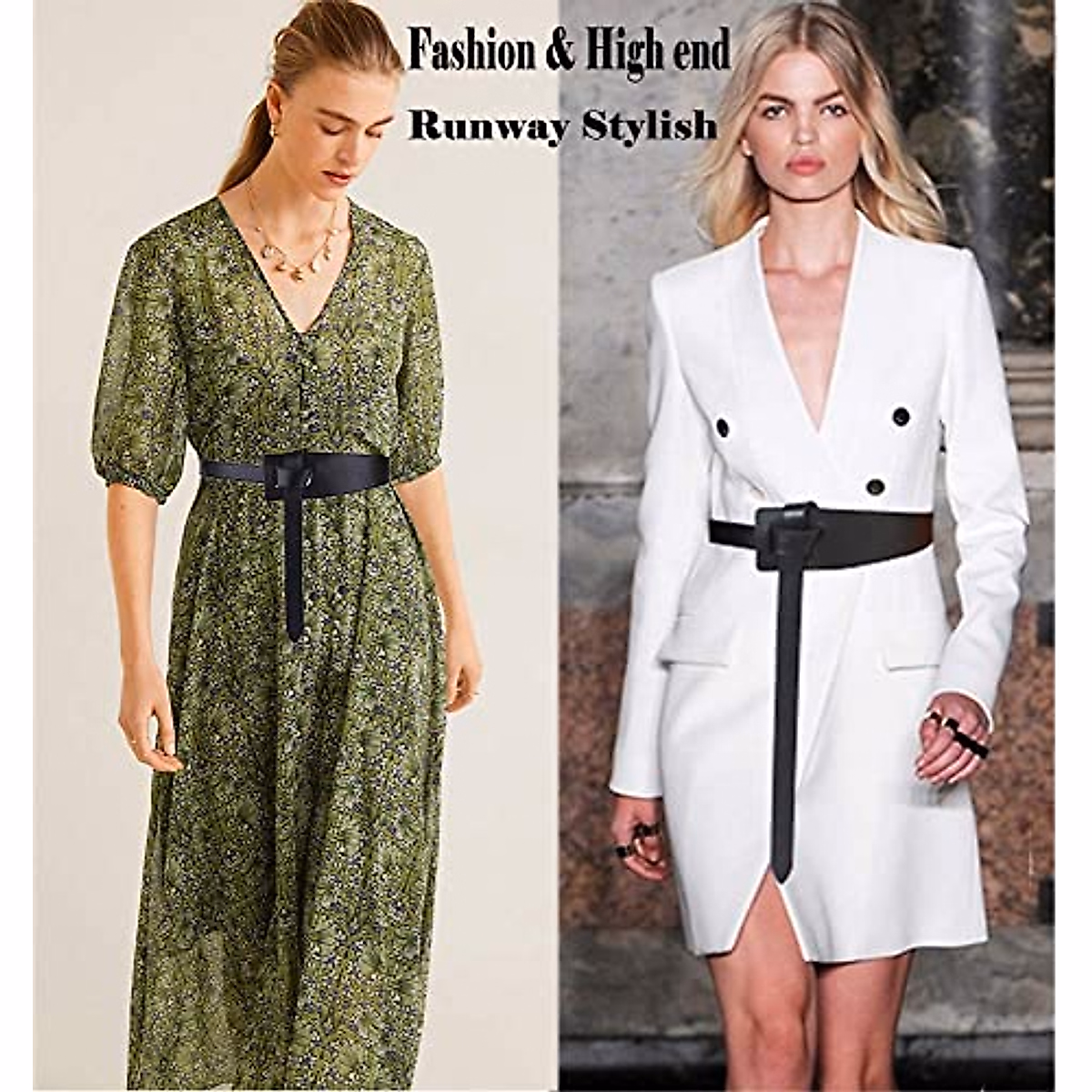 ALAIX Women's Leather Belt Dress Belt for Jeans Jumpsuit Coat Fashion Tie a Knot Genuine Leather Waist Belt Black