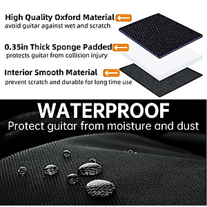 GIGKOUKI 39 inch Electric Guitar Bag Gig Bag 8mm Padding Backpack Padded Soft Guitar Case Black with Back Hanger Loop and Neck Strap