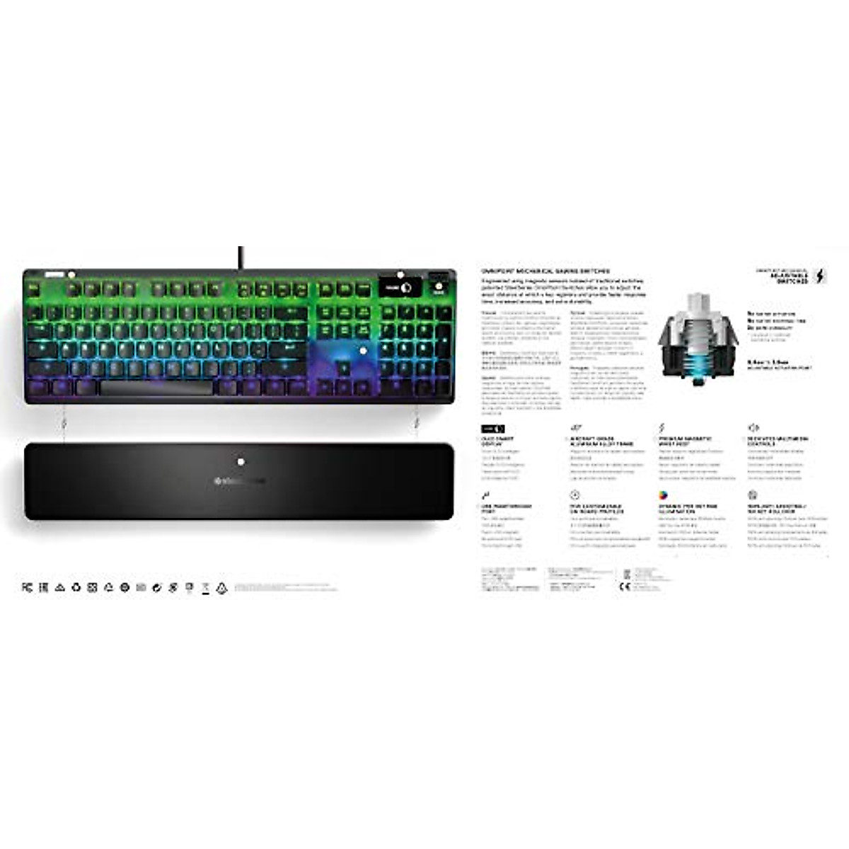 SteelSeries Apex Pro Mechanical Gaming Keyboard, Adjustable Actuation Switches, OLED Display, Red Switches, French AZERTY Layout