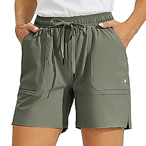 Willit Women's 5" Hiking Shorts Golf Athletic Outdoor Shorts Quick Dry Workout Summer Water Shorts with Pockets Sage Green M