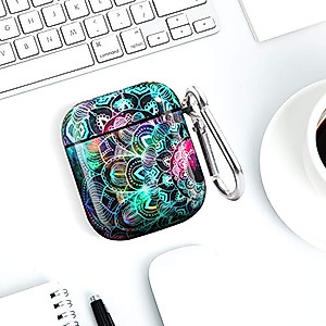 HIDAHE Airpods 2 Case, AirPods Cases Cover Cute, Airpods Skins, Airpods Accessories, Mandala Pattern IMD Case Cover Women Girls Hard Case for Airpods 1 & 2 Charging Case, IMD Mandala