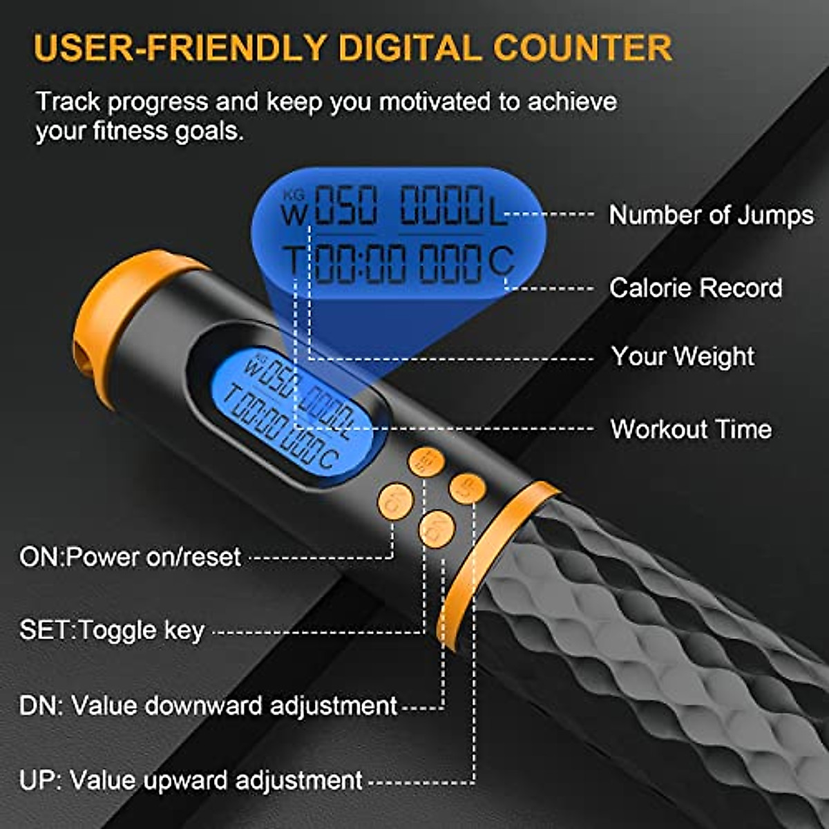 Smart Jump Rope, Multifun Speed Skipping Rope with Calorie Counter