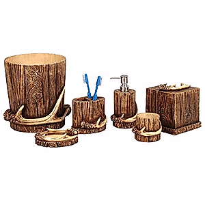 HiEnd Accents Antler 4-PC Bath Accessory Set - Tumbler, Soap Dispenser, Toothbrush Holder & Soap Dish