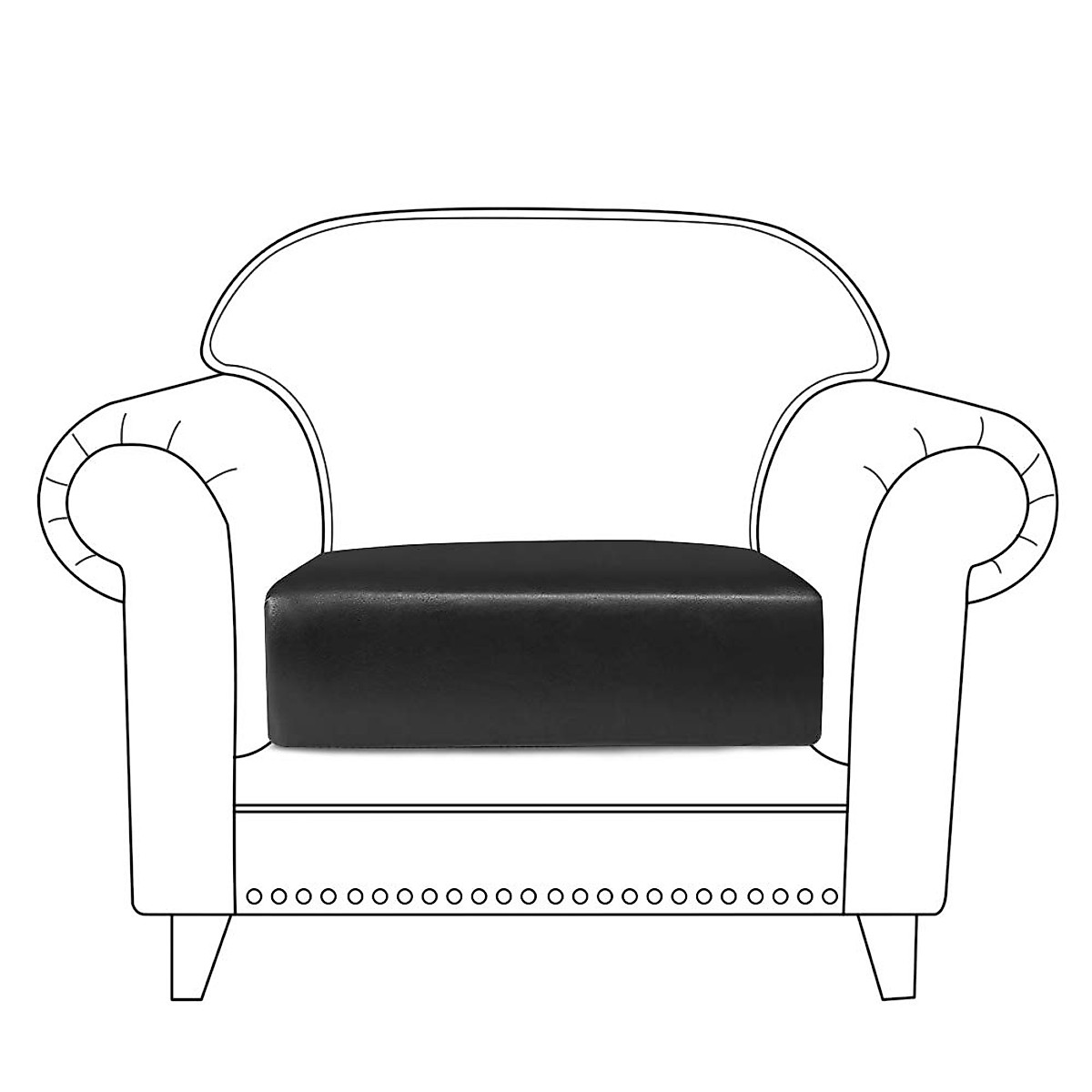 ANMINY PU Leather Sofa Couch Seat Cushion Covers Chair Armchair Stretchy Slipcover Anti-Slip Super Soft Furniture Protector with Elastic Bottom (1 Seater, Black)