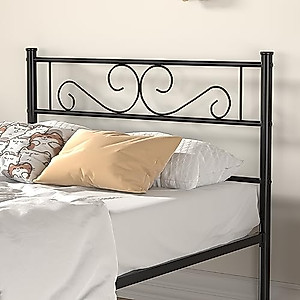 VECELO Twin Size Bed Frame with Headboard, 14 Inch Metal Platform Mattress Foundation, No Boxing Spring Needed, Squeak Resistant, Easy Assembly, Black