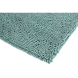 Amazon Basics Non-Slip Microfiber Shag Bathroom Rug Mat, 21" x 34", Seafoam Green
