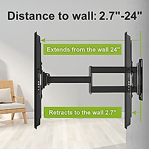 USX MOUNT Full Motion TV Wall Mount Fits for Most 26-55 Inch TVs 24" Extension Arm with Swivel Articulating Arm Rotation & Tilt, Corner Center Design TV Mount Bracket MAX VESA 400x400mm and 88lbs