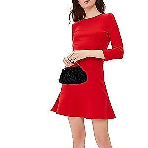 Yokawe Floral Clutch Purses for Women Satin Flower Evening Bag Party Prom Handbags (Black)