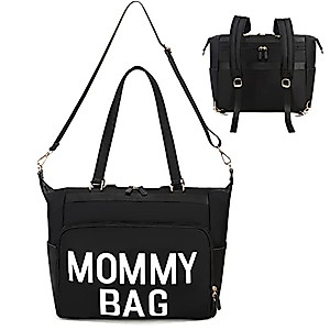 LORADI Convertible Diaper Bag Tote, Water-Resistant Diaper Backpack, 14 Pockets Hospital Bag