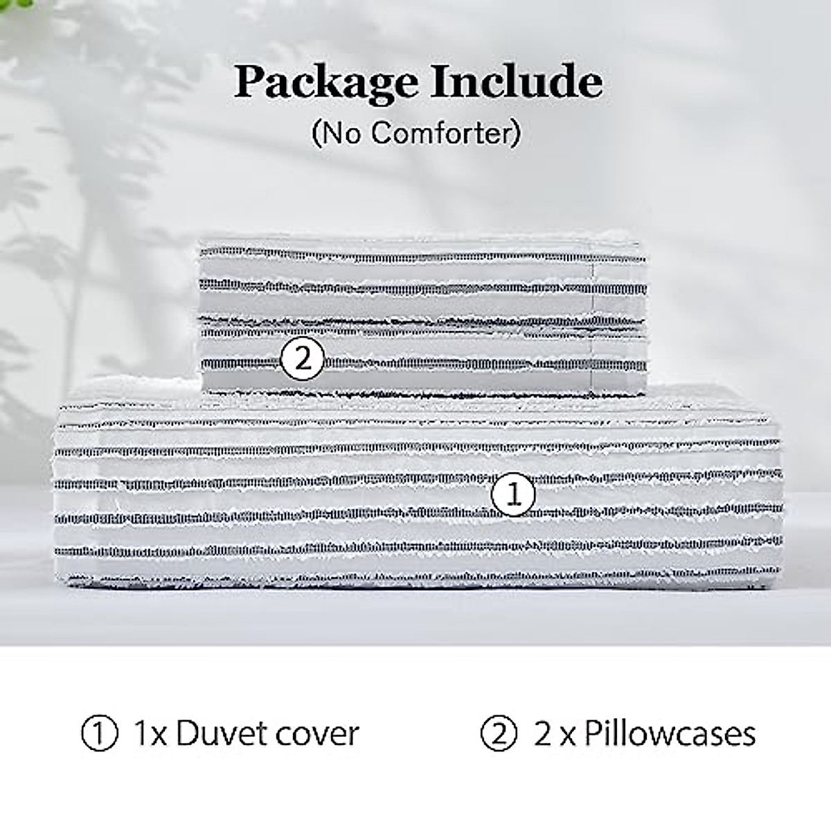 WRENSONGE Duvet Cover Queen, White Boho Duvet Cover Set with Zipper Closure, 3 Pieces Soft Washed Striped Tufted Bedding Duvet Covers for All Season (90"x90")