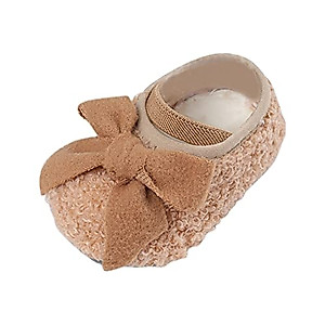 Baby Girls and Boys Big Bowknot Soft Cotton Shoes Infant Toddler Warm Princess Shoes Tennis Shoes for Kids Girls (Khaki, 12-18 Months)