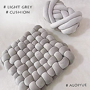Aloiyue Chunky Knit Yarn,Velvet Bulky Big Cotton Tube Thick 17.6oz Giant Puffy Stuffed for Handmade Weave Throw Blanket Knot Pillow Cat Nest,22 Yards DIY Vegan Yarn,Light Grey 1.1lbs/17.6oz/22yards