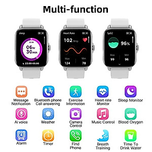 Smart Watch with Phone Function, Make/Answer Call AI Voice Control, Smartwatch with 28 Sport Modes Pedometer Blood Oxygen Heart Rate Sleep Monitor, Fitness watch for Android and IOS Phones Men Women