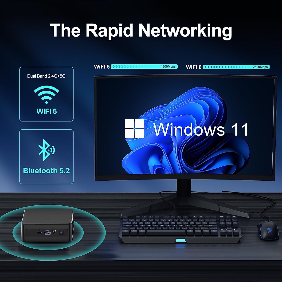 Intel NUC 11 NUC11PAHi5 16GB DDR4 RAM,512GB SSD,Win 11 Pro Mini PC,Core i5-1135G7 CPU 8M Cache, up to 4.20 GHz Mini Desktop Computers, Thunderbolt 3/Support 8K/WiFi 6/4K Quad Display/Bluetooth 5