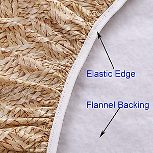 Round Vinyl Fitted Tablecloth with Flannel Backing Elastic Edge Design Table Cover Waterproof Oil-Proof PVC Table Cloth Stain-Resistant Wipeable for Round Table