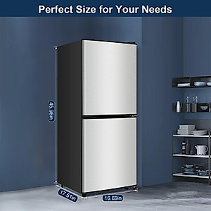 rosmena Small Refrigerator with Freezer, 4.1 Cu.Ft. Compact Mini Refrigerator with Freezer on bottom, large mini fridge for Apartment, Dorm, Office, Family, Basement, Garage