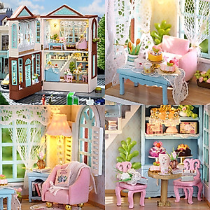 Flever Dollhouse Miniature DIY House Kit Creative Room with Furniture for Romantic Valentine's Gift (Manxing Dessert Shop)