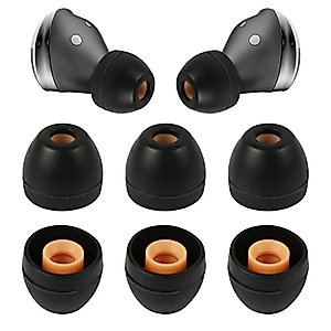 Rieyuf 3 Pairs Replacement Ear Tips Earbuds Eartips Ear Cap Ear Bud Tip Compatible for Sony WF-1000XM4,Powerbeats Pro, BeatsX & Other Inner Hole 3.8mm-4.2mm Earbud in-Ear Headphones, Black (Small)