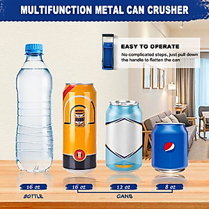 16 oz Metal Can Crusher, Heavy-Duty Wall-Mounted Smasher for Aluminum Seltzer, Soda, Beer Cans and Bottles for Recycling, Gadgets for Home (Blue)