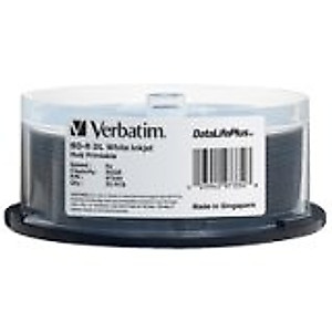 Verbatim Blu-ray Dual Layer BD-R DL Inkjet Printable Disc - 50GB - 120mm Standard - 25 Pack Spindle - 97334
