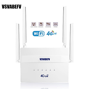4G LTE Wireless Router with SIM Card Slot 300Mbps Unlocked Wireless Mobile WiFi Hotspot Routers with Antennas for B2/B4/B5/B12/B13/B17/B18/B25, Sim Card Router Support T-Mobile AT&T
