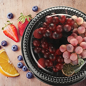 Nuanchu 24 Pieces 8 Inch Disposable Cake Containers with Lids Plastic Serving Tray Clear Platters with Clear Lids Round Disposable Cake Holder for Storing Party Takeout Food Catering Display