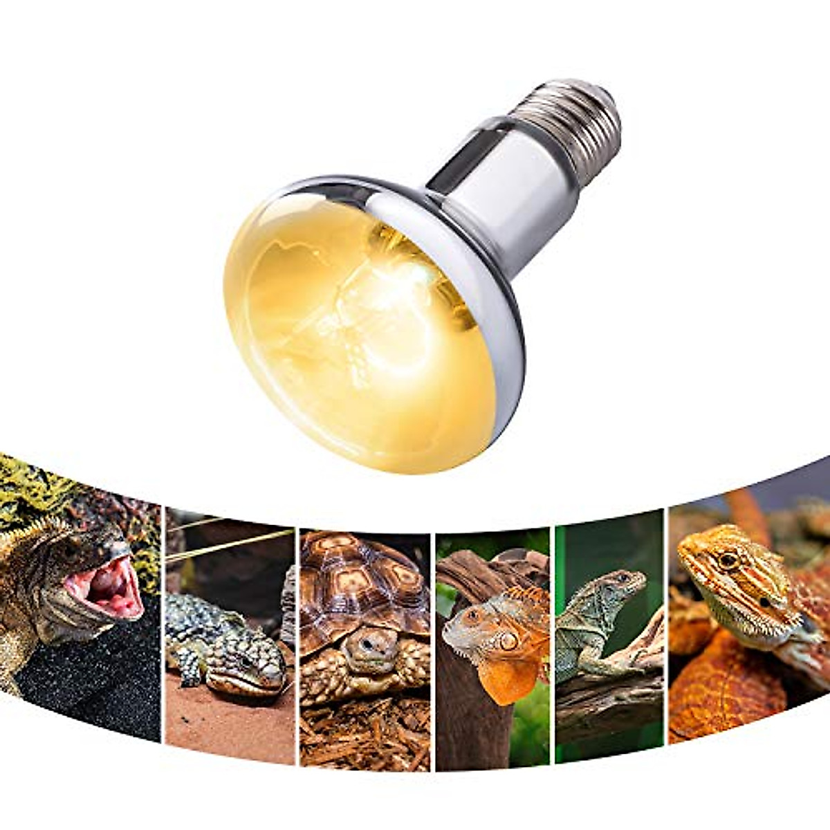 WACOOL Reptile Heat Lamp UVA UVB Reptile Light All in One, Simulated Full Spectrum Basking Sunlight Bulb for Reptile Amphibian Tortoise Snake Gecko Bearded Dragon Use + UVB Sensor Card 1PC