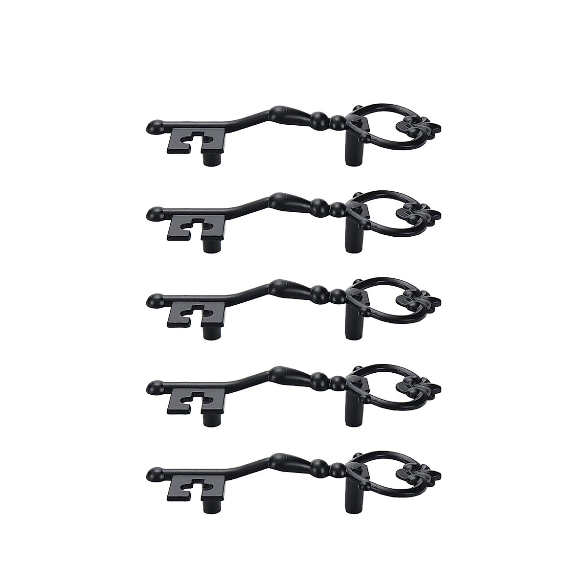 Pastlla 5Pcs Metal Antique Key Shaped Pull Handle Vintage Pull Handles for Cabinet Drawer Dresser Door Handle Cupboard Wardrobe Furniture with Screws, Black