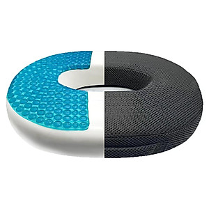 Gel Seat Cushion Non-Slip Orthopedic Donut Pillow & Memory Foam Coccyx Cushion for Tailbone Pain - Office Chair Car Seat Cushion - Sciatica (Black-Big)