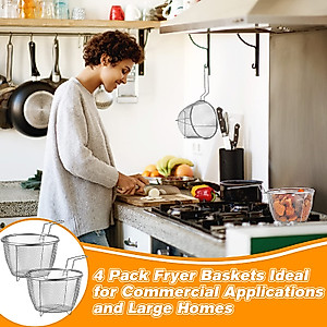 Nuanchu 4 Pieces Deep Fry Basket 7.1 Inch Round Wire Fry Basket Stainless Steel Fryer Basket with Long Handle Frying Fryer Strainer for Pot French Fries Turkey Chicken Kitchen Cooking Tools