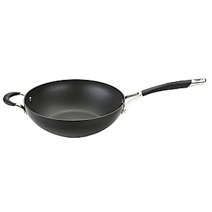 Circulon Momentum Wok Non Stick 26cm - Induction Wok Pan with Oven Safe Soft Grip Handles, Dishwasher Safe, Metal Utensil Safe Durable Cookware, Deep Stir Fry Pan, Black