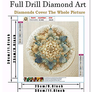 EIBEILI Diamond Painting Kits for Adults, Mandala DIY 5D Diamond Art Kits for Kids Diamond Dots for Adults Clearance Full Drill Crystal Craft Kits for Home Wall Decor Gifts 11.8x11.8 inch