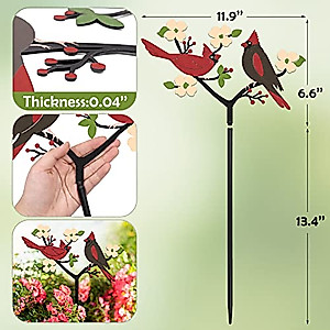 Tuitessine Cardinal Decor Spring Red Cardinals Yard Sign Stake Metal Bird Decorative Garden Stakes, Lawn Outdoor Decorations for Front Backyard, Spring Birthday Gift for Mom Women Friends Family