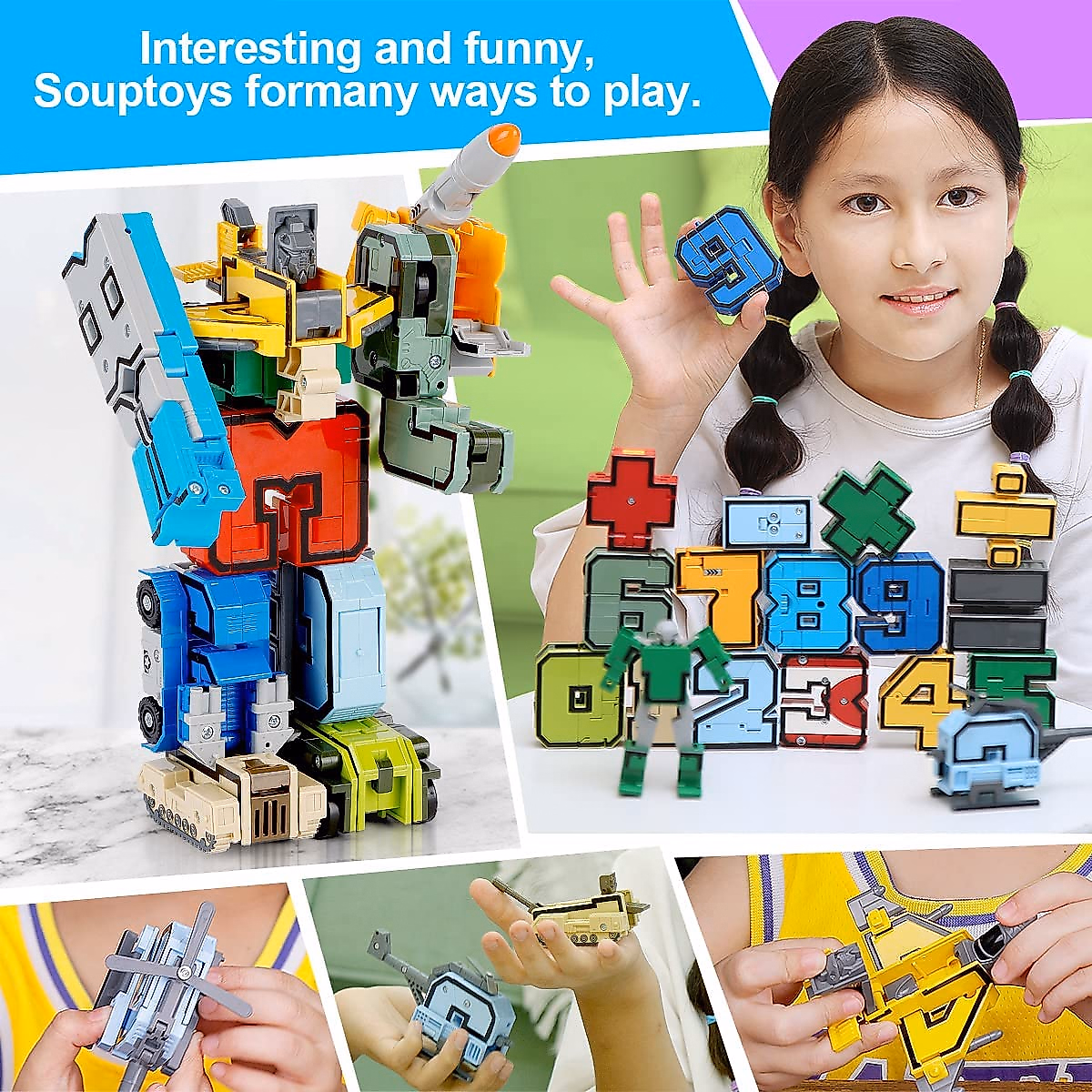 15 Pcs Number Rots Robots Transforming Blocks Toys for 3 4 5+ 6 7 8 Years Old Boys Girls Figure Toy STEM for Montessori Teaching Preschool Learning & Education Bot Bots Toys