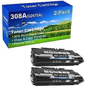 2-Pack (Black) Compatible High Capacity 308A 309A (Q2670A) Toner Cartridge use for HP 3500 3500n 3550 3550n Printer