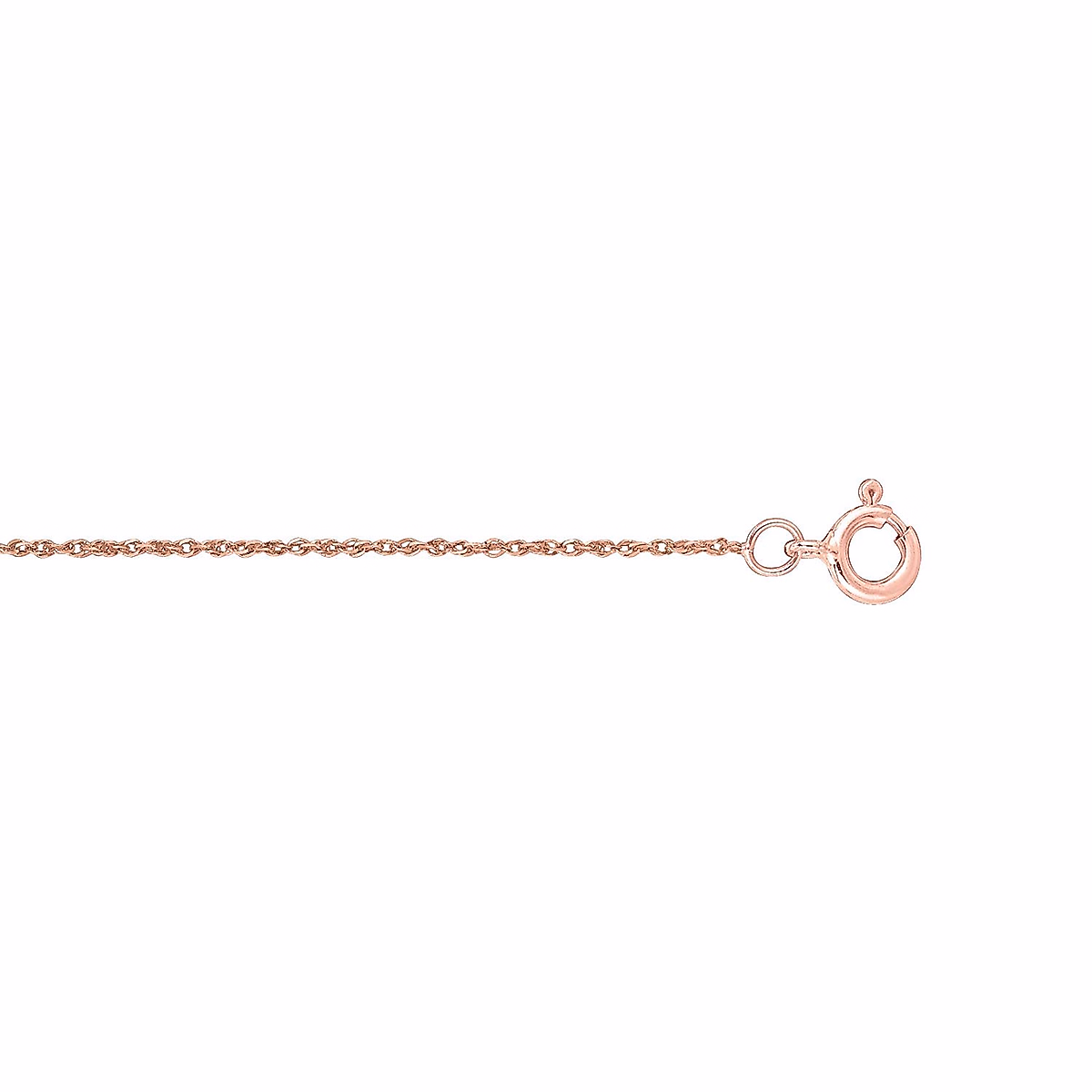 Jewelry Affairs 14k Rose Solid Real Gold Rope Chain Necklace, 0.6mm, 20"