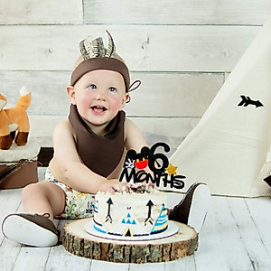 Ayaoch Mouse 6 Months Cake Topper,Mouse 1/2 Half Birthday Party Decorations, Happy 6 Months Cake Topper,Pregnancy Party Cake Decor.