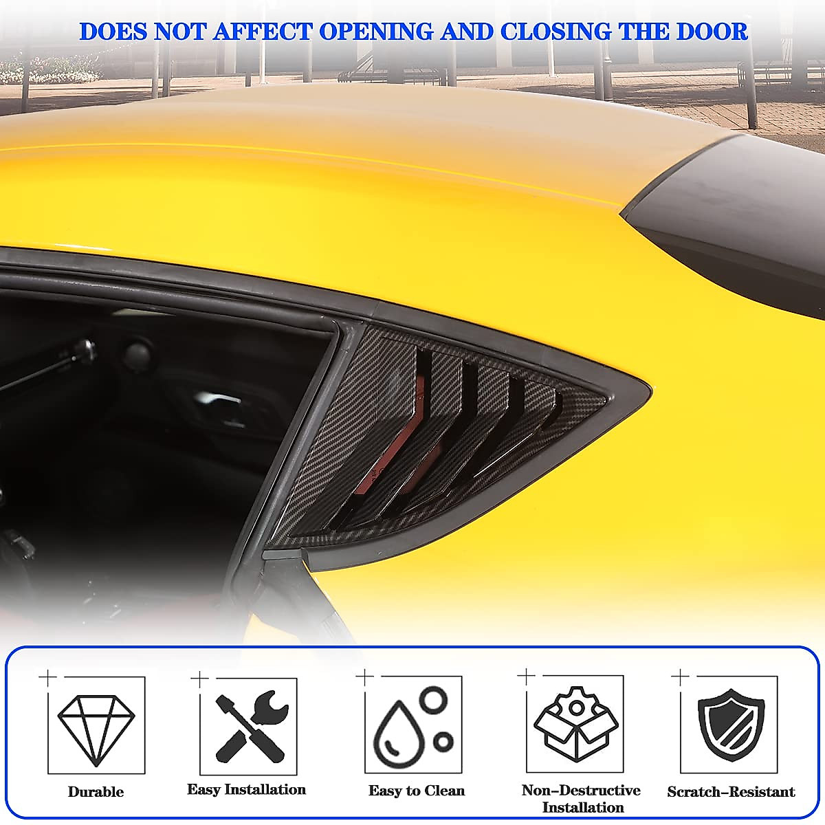 Fgtagtal Rear Side Window Louver Cover Fit for Toyota Supra GR A90 A91 MK5 2019-2024, Side Window Louvers Air Vent Scoop Shades Trim Cover(Carbon Fiber Pattern Black)