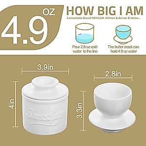 Sweejar Porcelain Butter Crock Keeper, French Butter Dish Keeps the Butter Fresh Soft & Spreadable, Serving Butter Easy for Bread Lovers Breakfast Kitchen Counter (Yellow)