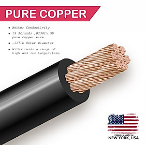 NATIONAL Wire&Cable 10 Gauge Solar Panel Professional Wire - Made in USA - 2x100 Ft Copper PV Wire UV Resistant Cable for Boat Marine Automotive RV Solar Panel Outdoor - Red&Black