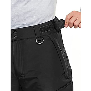 TSLA Men's Winter Snow Pants, Waterproof Insulated Ski Pants, Ripstop Windproof Snowboard Bottoms, Cargo Alpha Black, Large