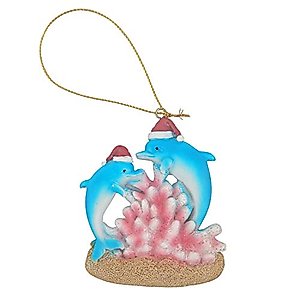 Beachcombers 3.15" Resin Double Dolphins Ornament Multi